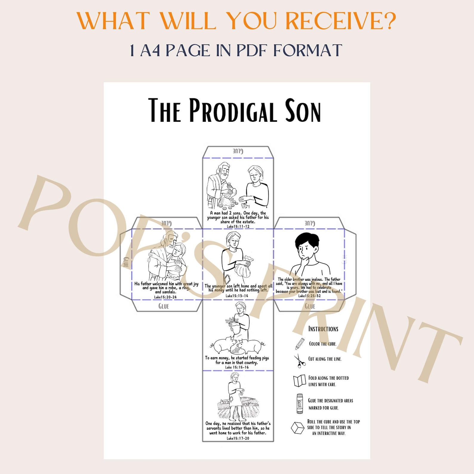 Printable the Prodigal Son Cube Sunday School Craft Bible Activity ...
