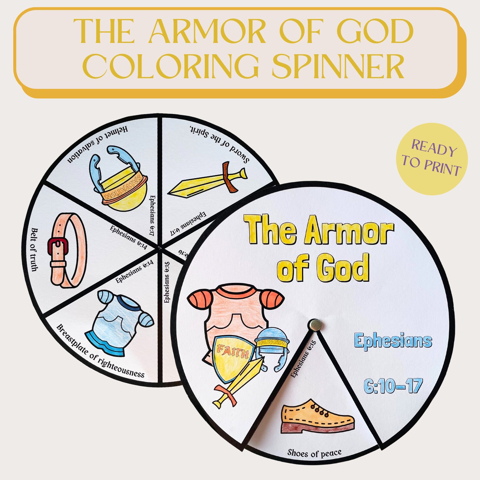 Printable the Armor of God Coloring Spinner Wheel | the Armor of God ...