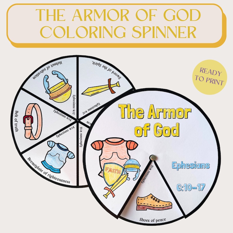 Printable the Armor of God Coloring Spinner Wheel | the Armor of God ...