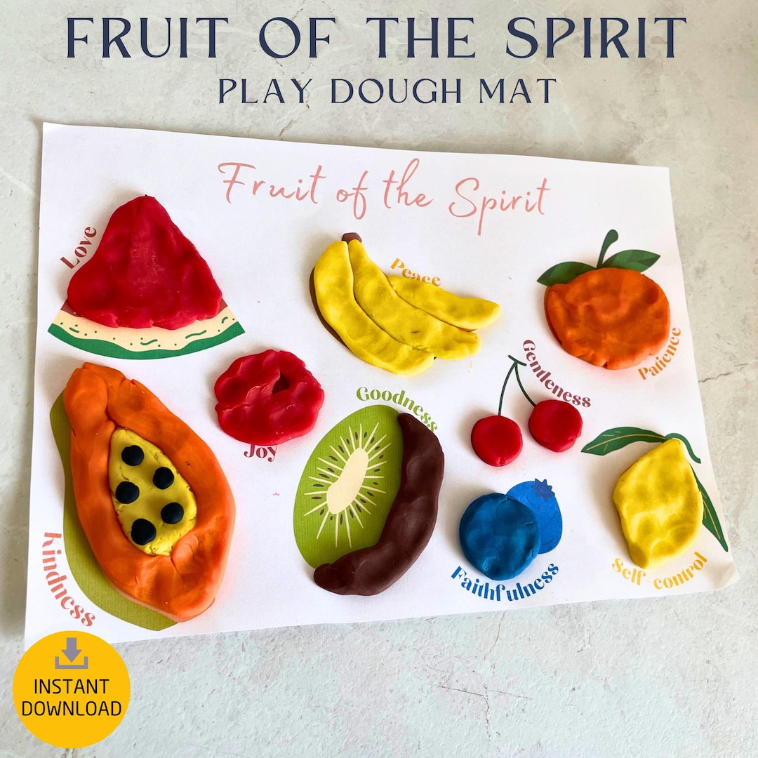 Fruit of the Spirit Playdough Mat, Printable Sunday School Craft ...