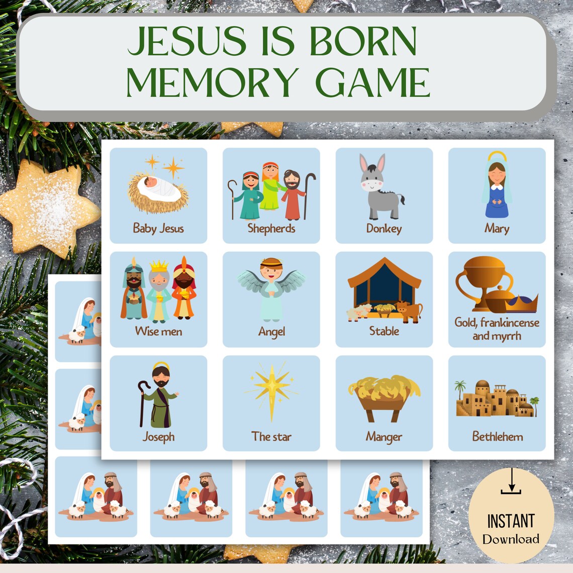 Jesus is Born Memory Game| Nativity Game| Bible Lessons for Kids ...