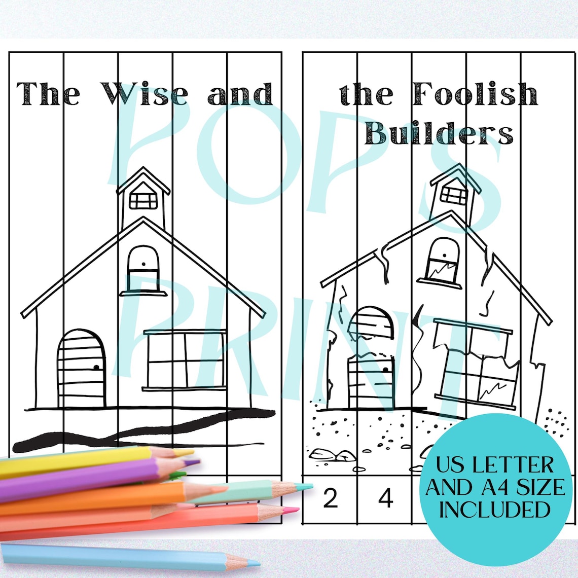 Printable the Wise and Foolish Builders Agamograph, Sunday School Craft ...