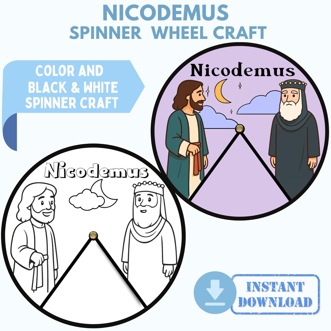 Printable Nicodemus Craft, Coloring Spinner Wheel, Sunday School ...