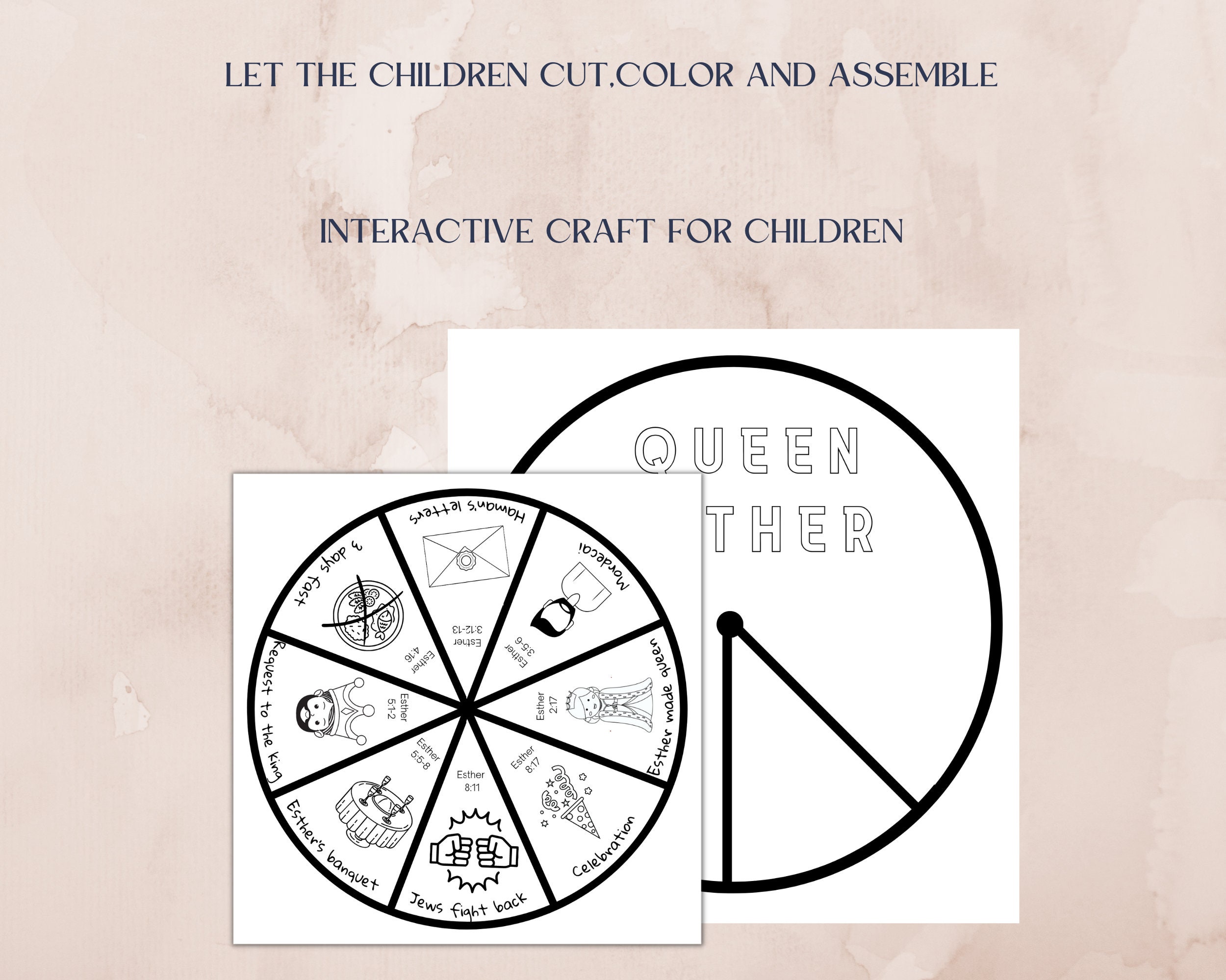 Queen Esther Coloring Spinner Wheel Queen Esther Craft - Etsy UK