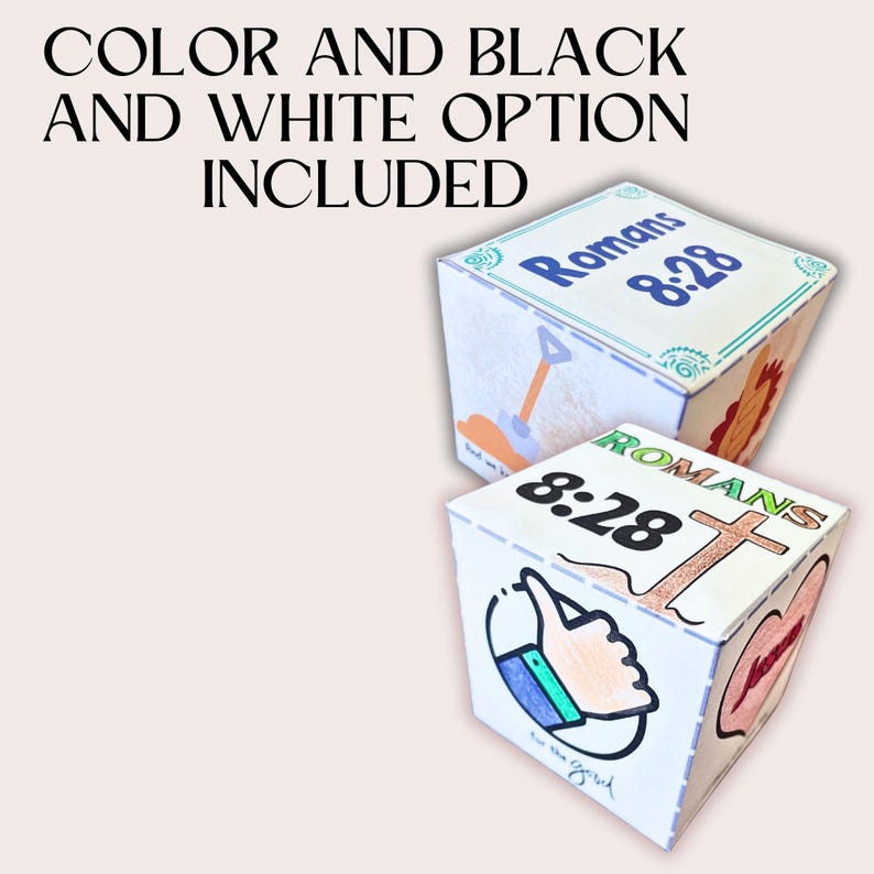 Romans 8:28 Cube Craft, Printable Bible Activity, Kids Memory Game ...