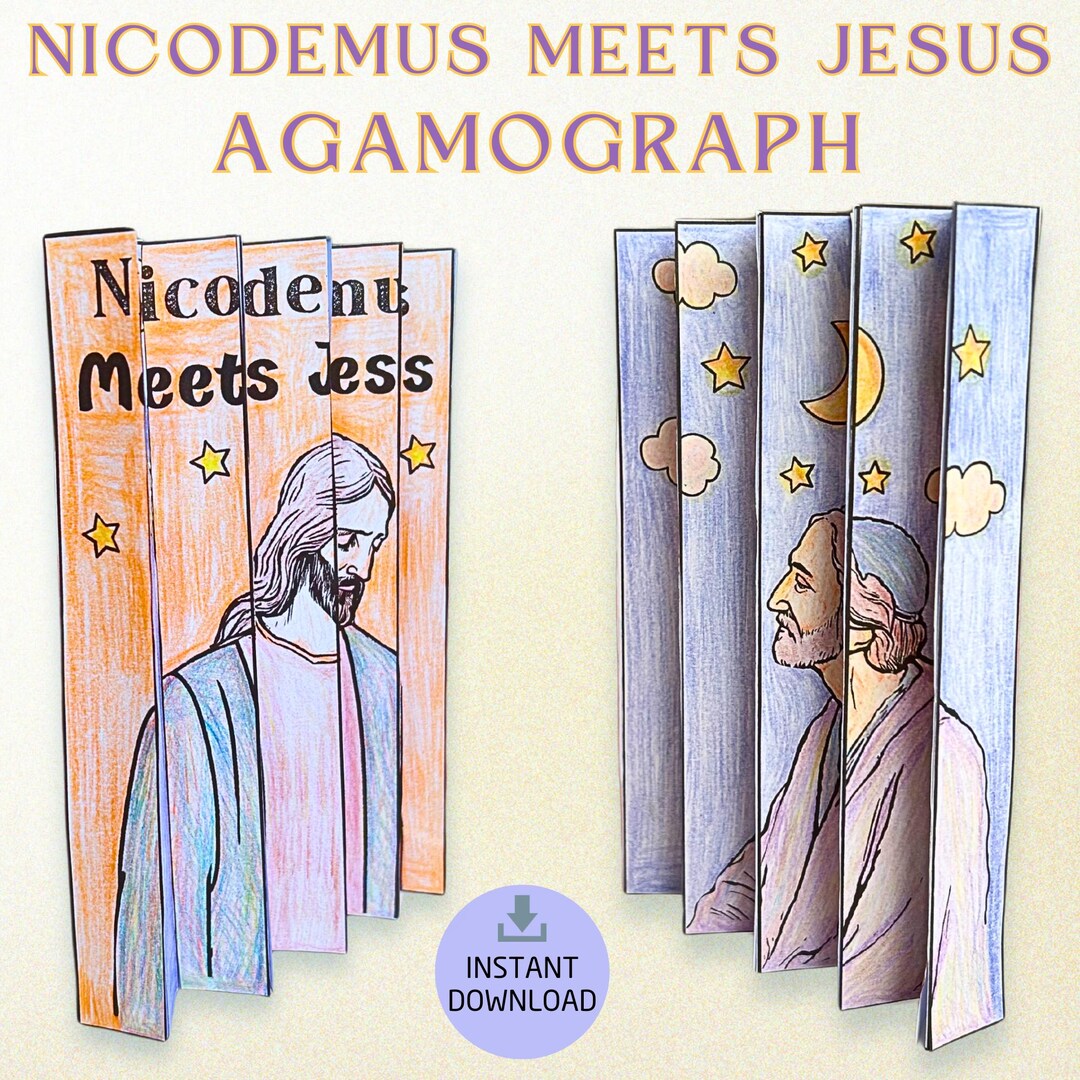 Printable Nicodemus Meets Jesus Agamograph – Sunday School Bible Craft ...