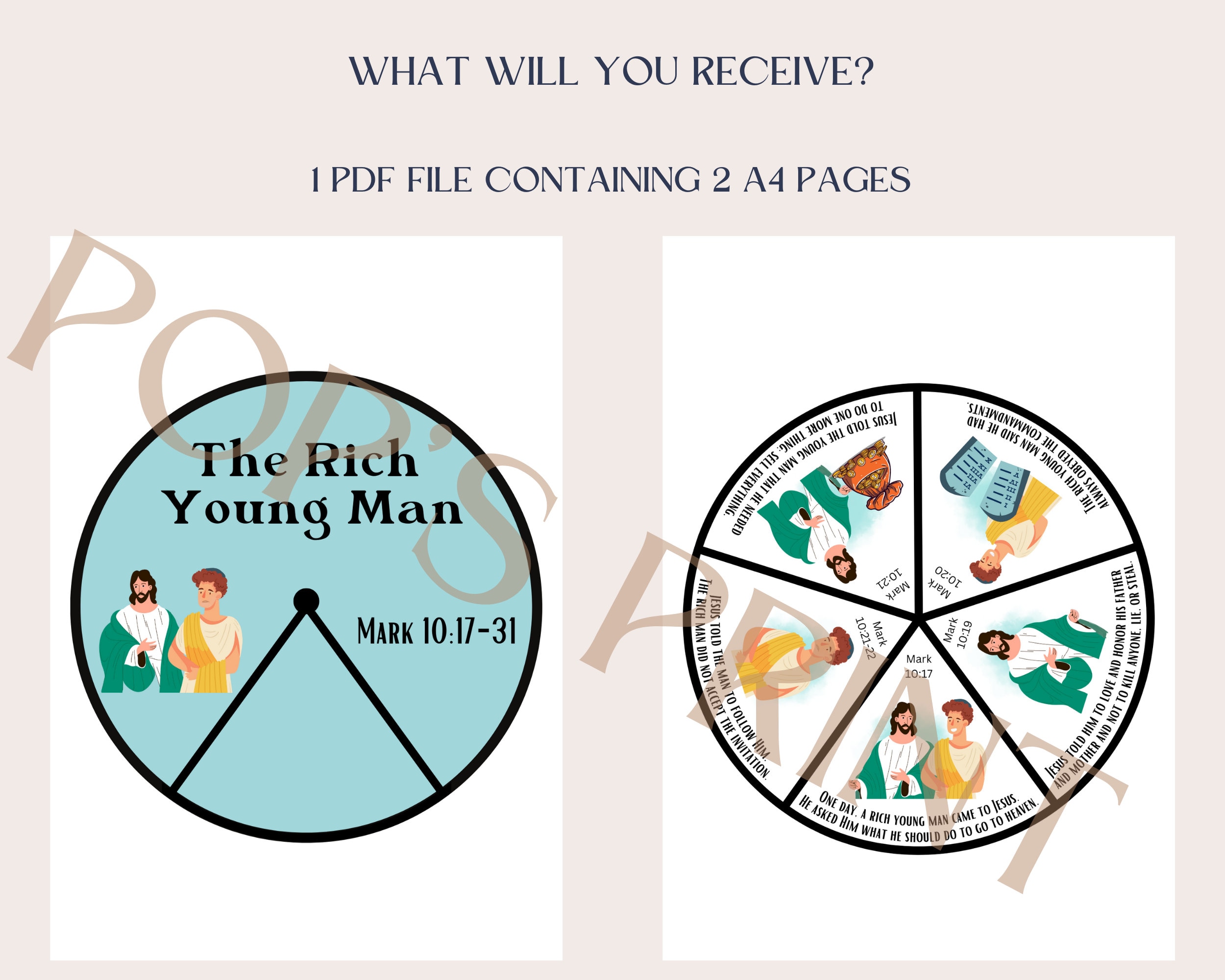The Rich Young Man Spinner Wheel, Bible Craft for Sunday School, Kids ...