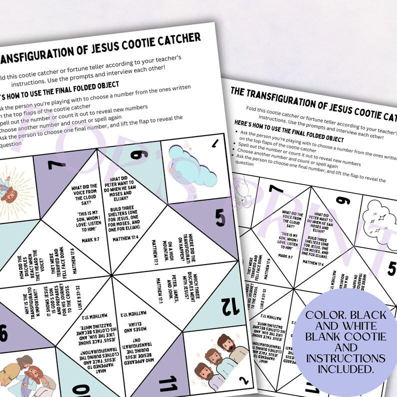Transfiguration of Jesus Crafts Bundle| Printable Sunday School Bible ...