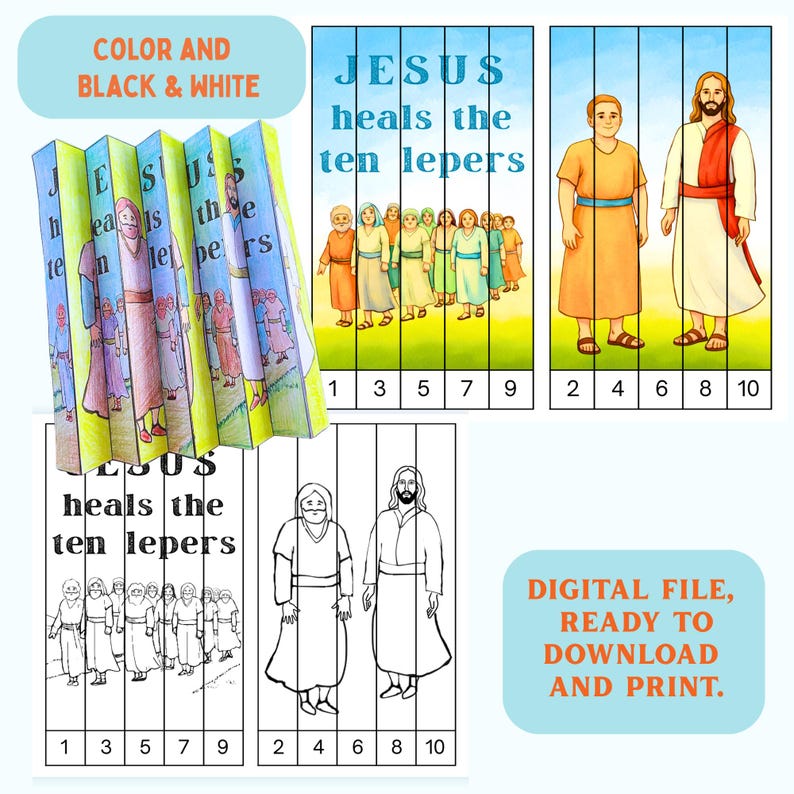 Jesus Heals Ten Lepers Agamograph Craft – Printable Sunday School Bible ...