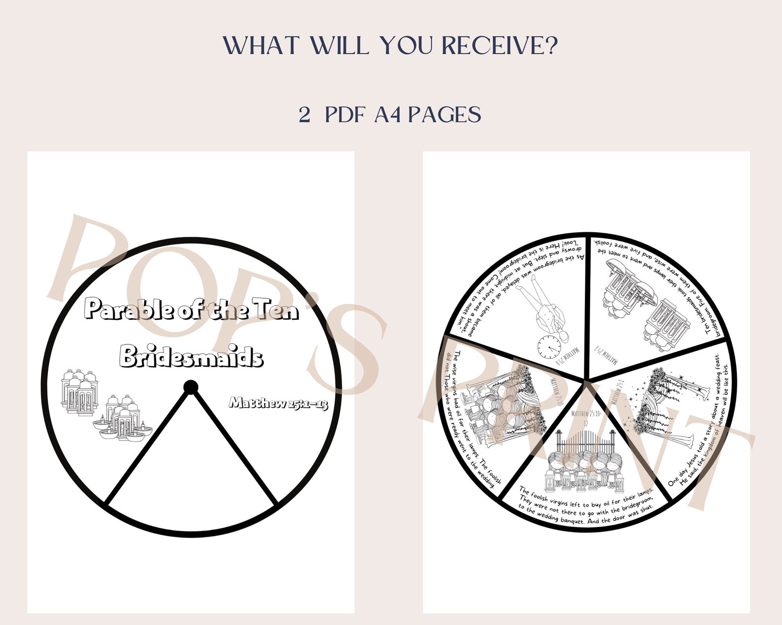 Sunday School Craft - Parable of the Ten Bridesmaids Coloring Spinner ...