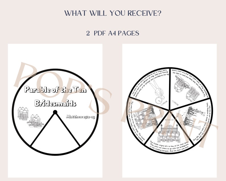 Sunday School Craft - Parable of the Ten Bridesmaids Coloring Spinner ...