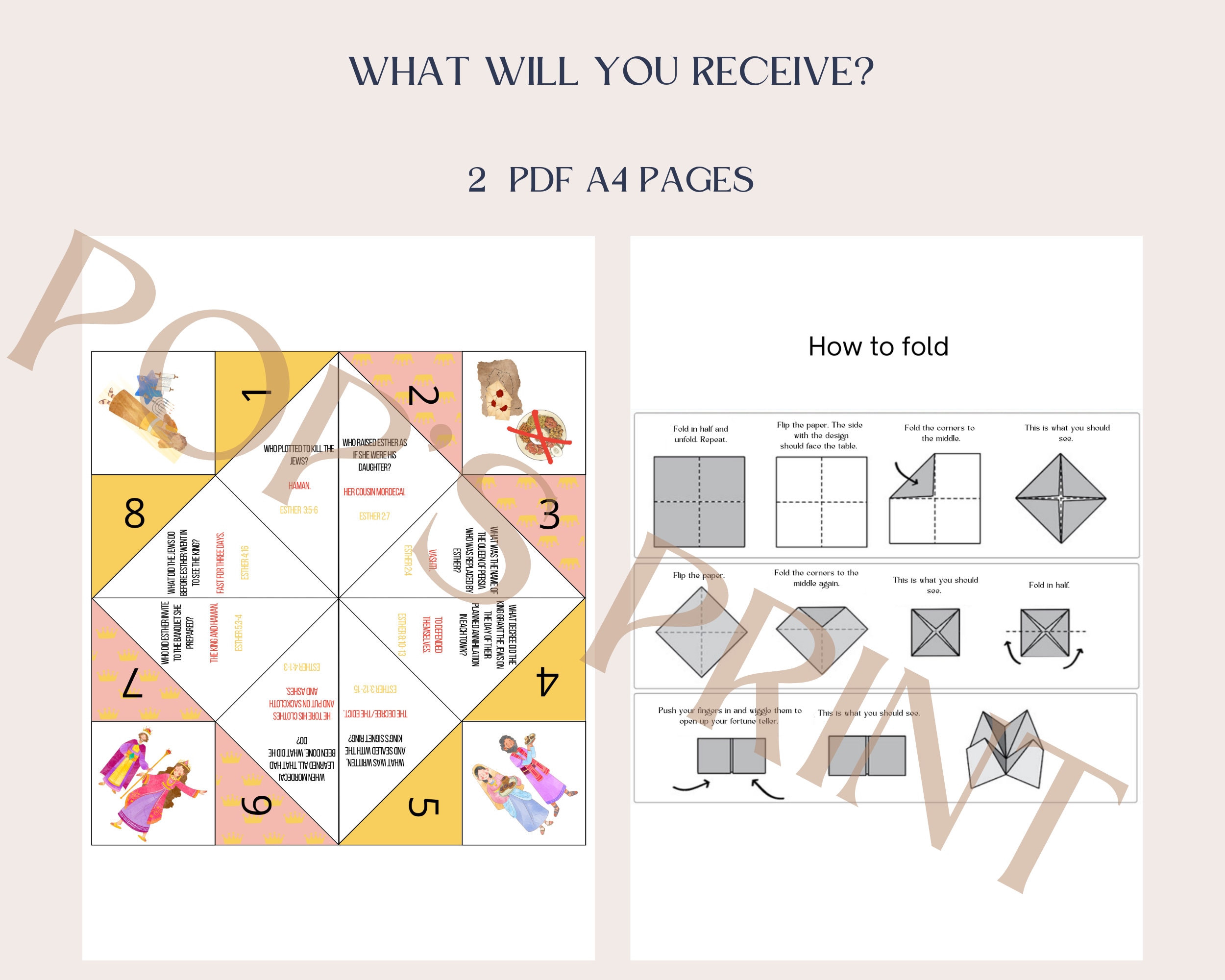 Queen Esther Cootie Catcher| Sunday School Craft| Cootie Catcher ...