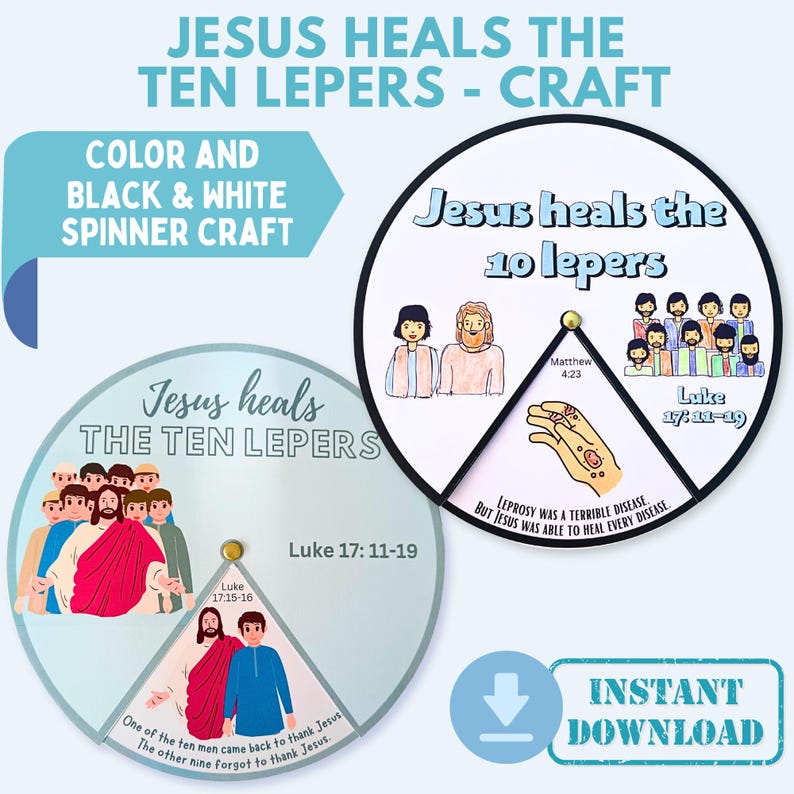 Jesus Heals Ten Lepers Craft, Printable Gratitude Bible Lesson, Jesus ...