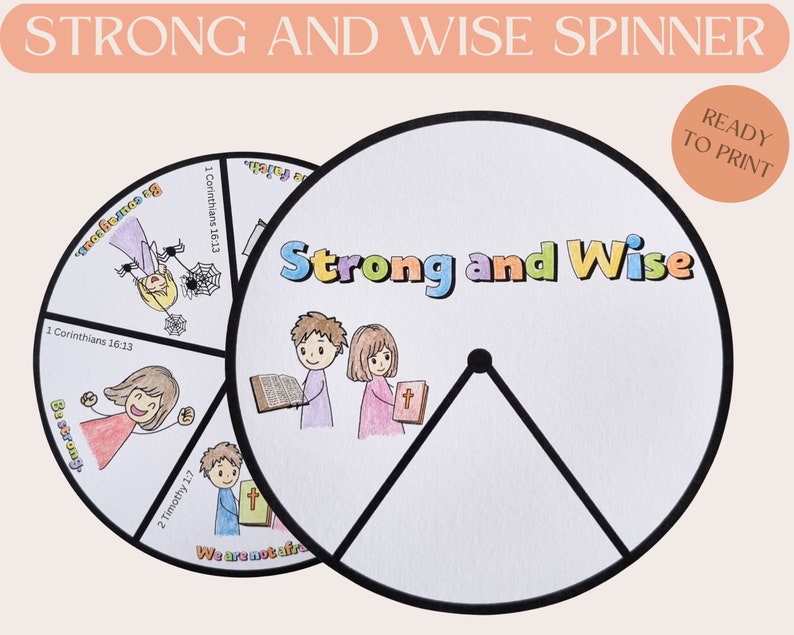 Strong and Wise Coloring Spinner Wheel Strong and Wise Craft - Etsy
