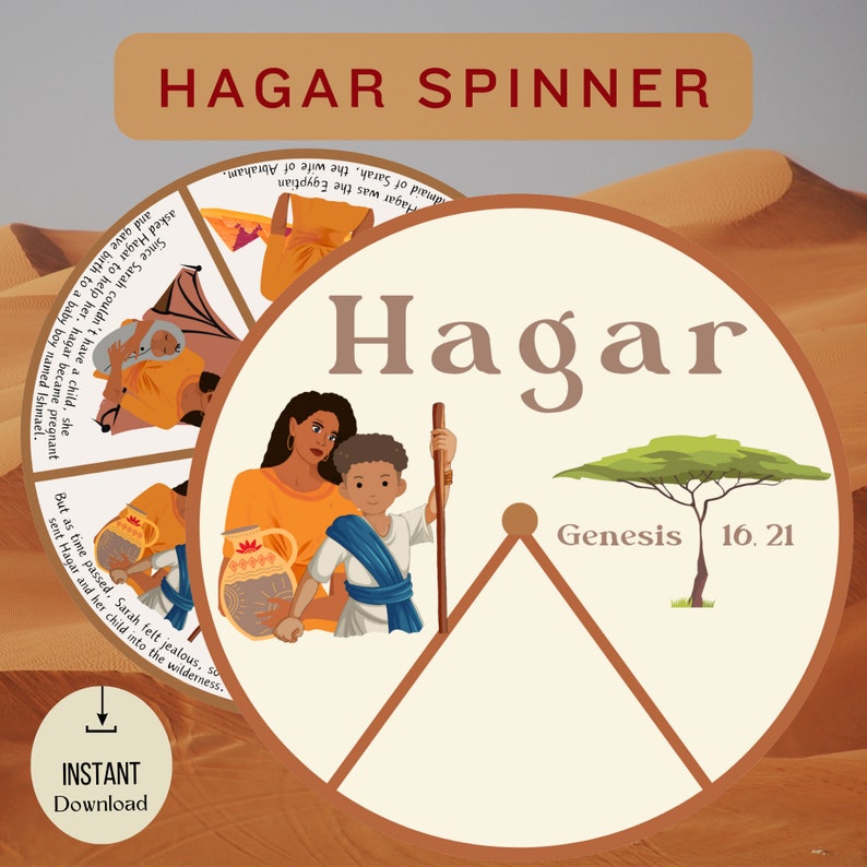 Printable Hagar Sunday School Craft Hagar and Ishmael Bible Spinner ...
