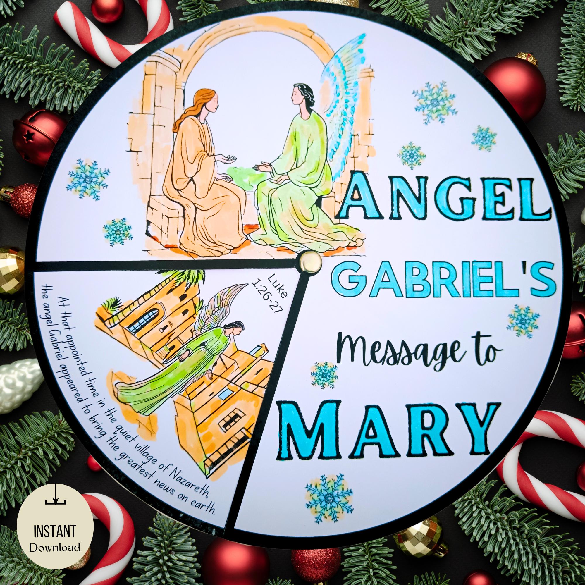 Printable Sunday School Craft: Angel Gabriel's Message to Mary Spinner ...