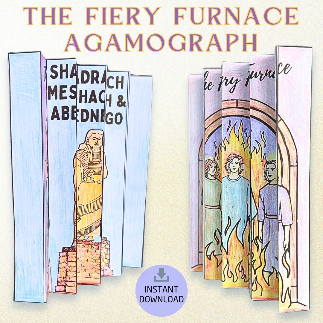 Printable Fire Furnace Agamograph, Sunday School Bible Craft & Coloring ...
