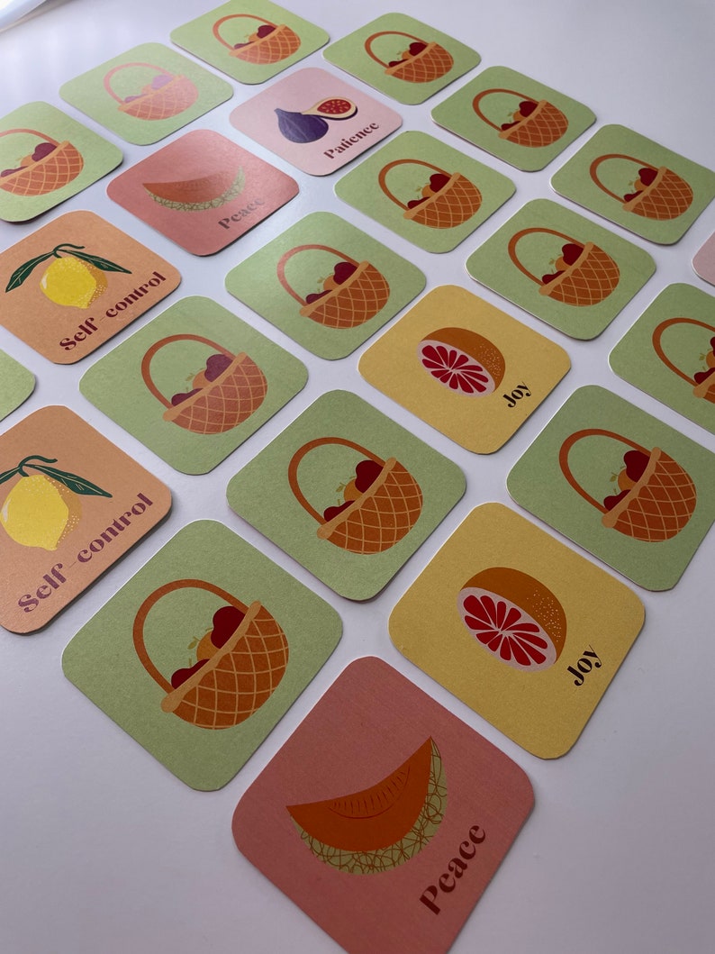 Fruit of the Spirit Memory Game Bible Memory Match Game Bible Matching ...