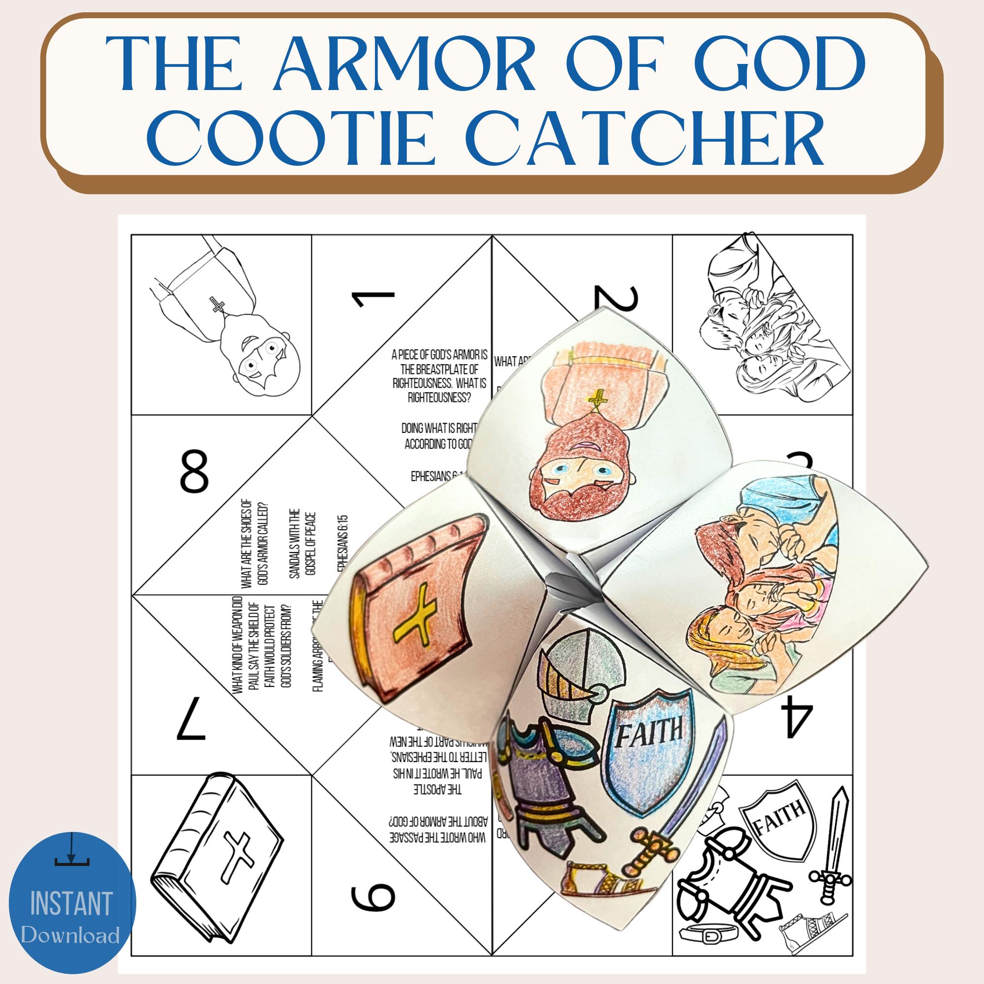 Sunday School Craft the Armor of God Coloring Cootie Catcher Printable ...