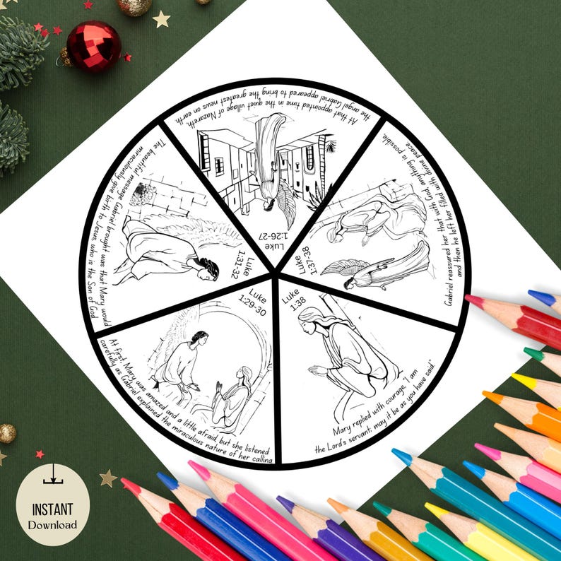 Printable Sunday School Craft: Angel Gabriel's Message to Mary Spinner ...