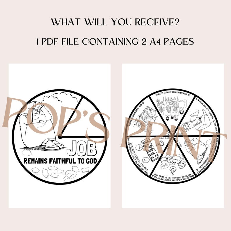 Printable Job Coloring Spinner Wheel | Faithfulness Sunday School Craft ...