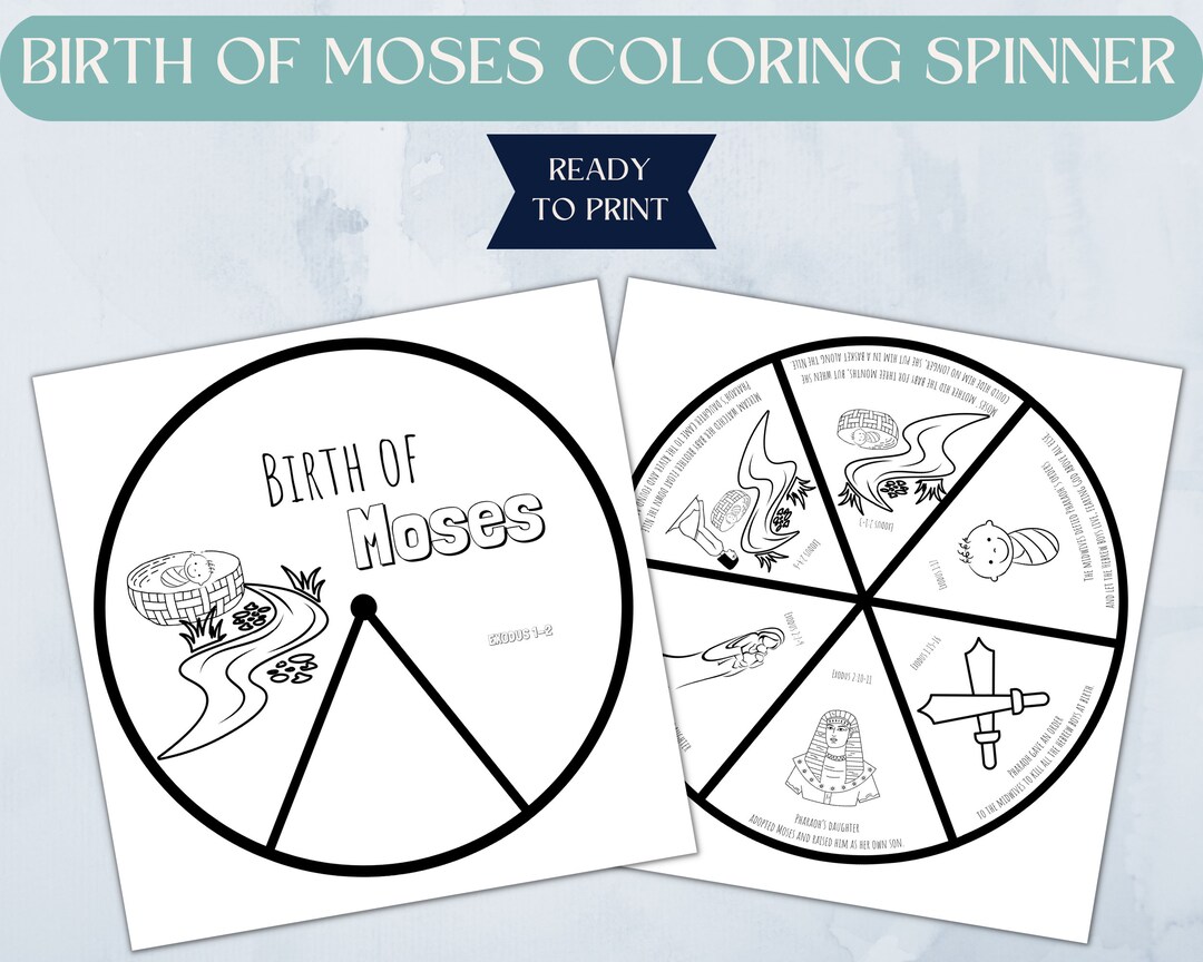 Birth of Moses Coloring Spinner Wheel Sunday School Craft - Etsy
