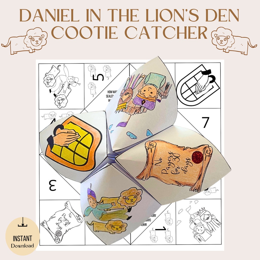 Sunday School Craft - Daniel in the Lion's Den Coloring Cootie Catcher ...