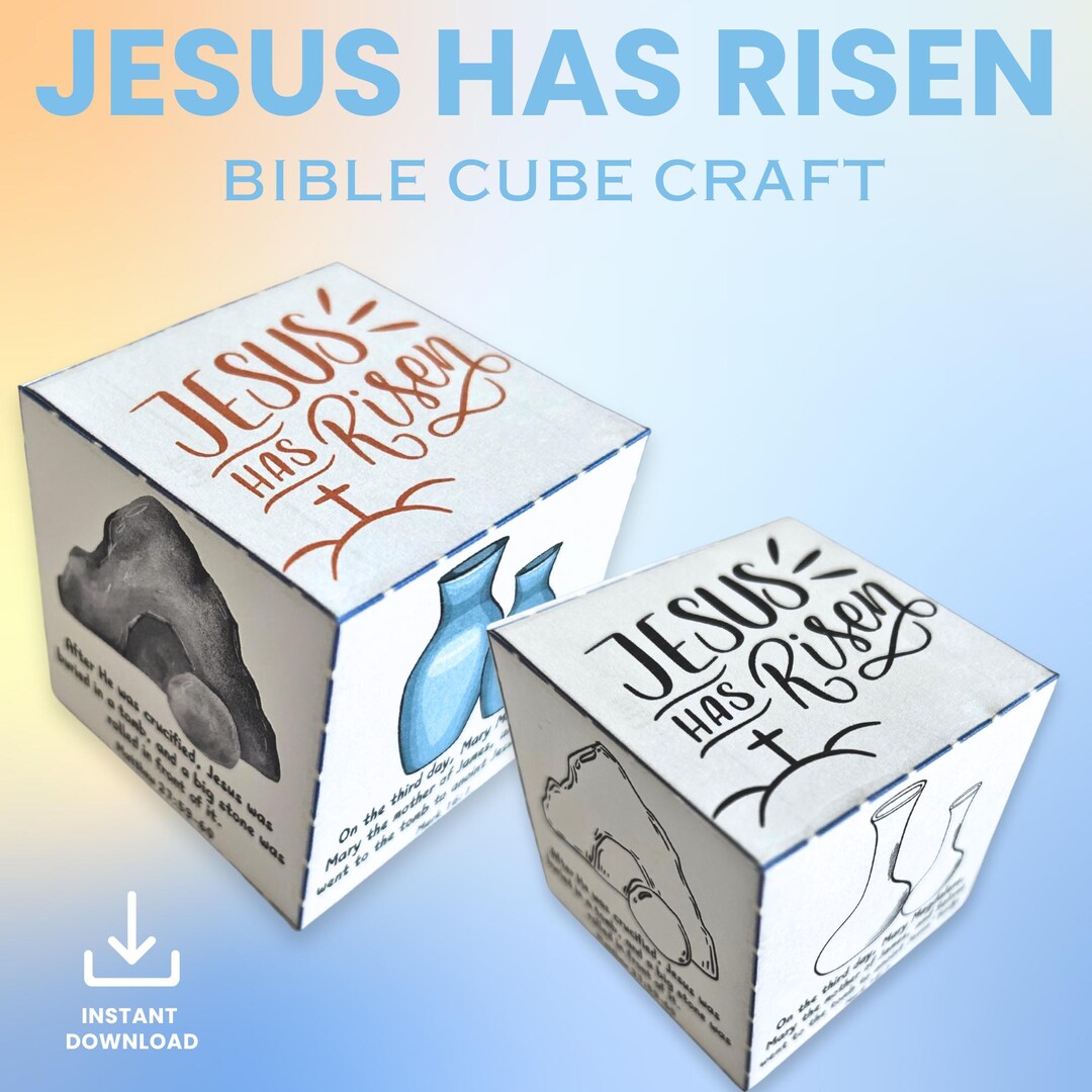 Jesus Has Risen Cube Craft | Sunday School Easter Activity (digital ...