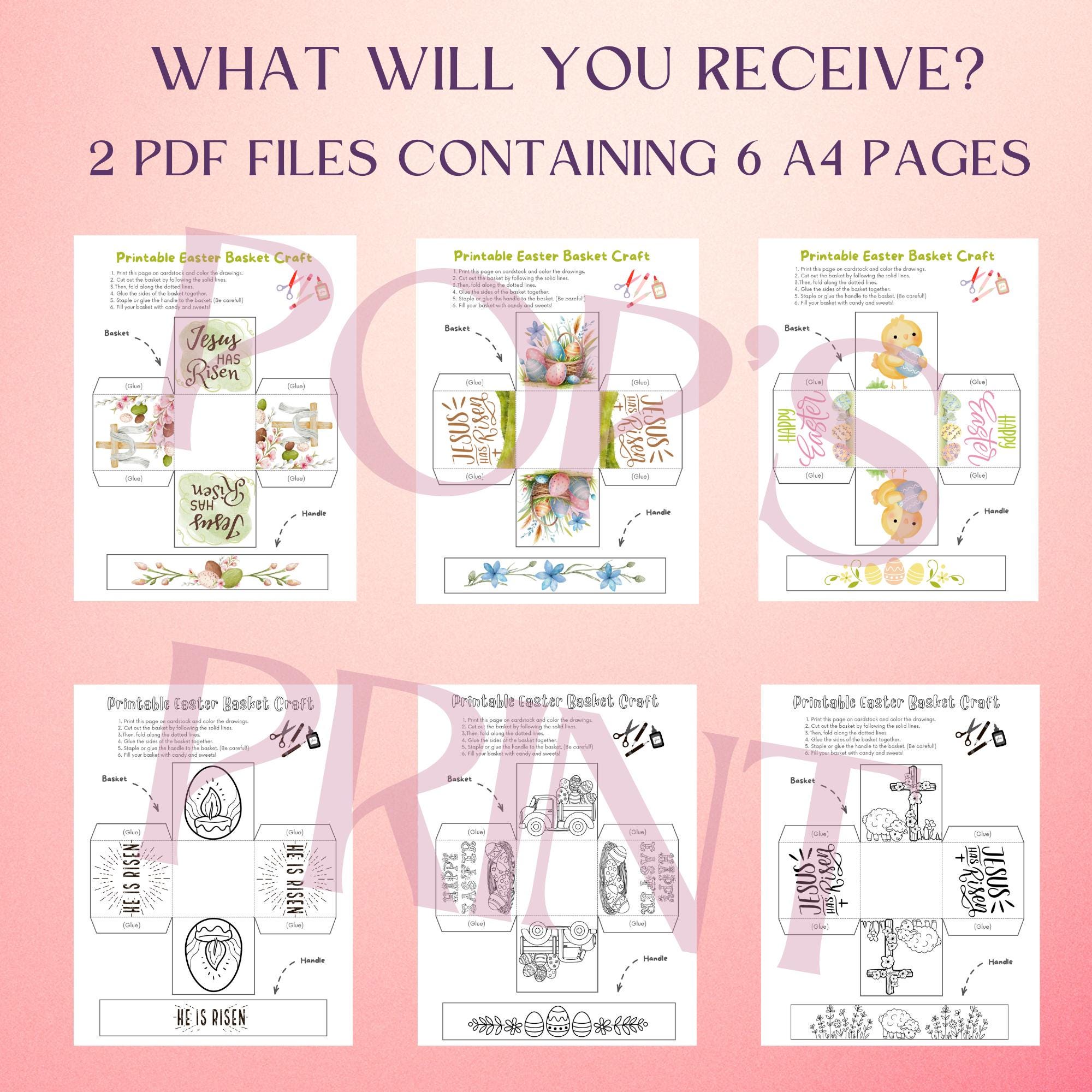 Easter Paper Basket Printable Sunday School Craft, Kids Ministry Easter ...