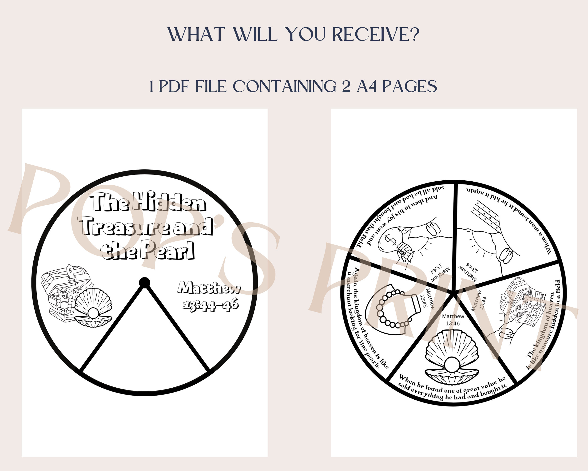 Printable Parable of the Hidden Treasure & Pearl of Great Price ...