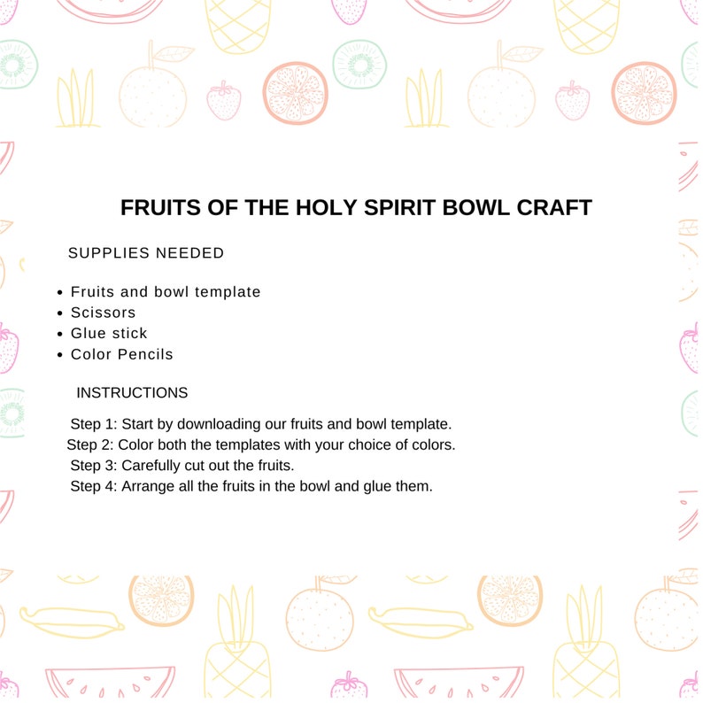Fruit of the Spirit Bowl Craft| Fruit of the Spirit Activity| Sunday ...