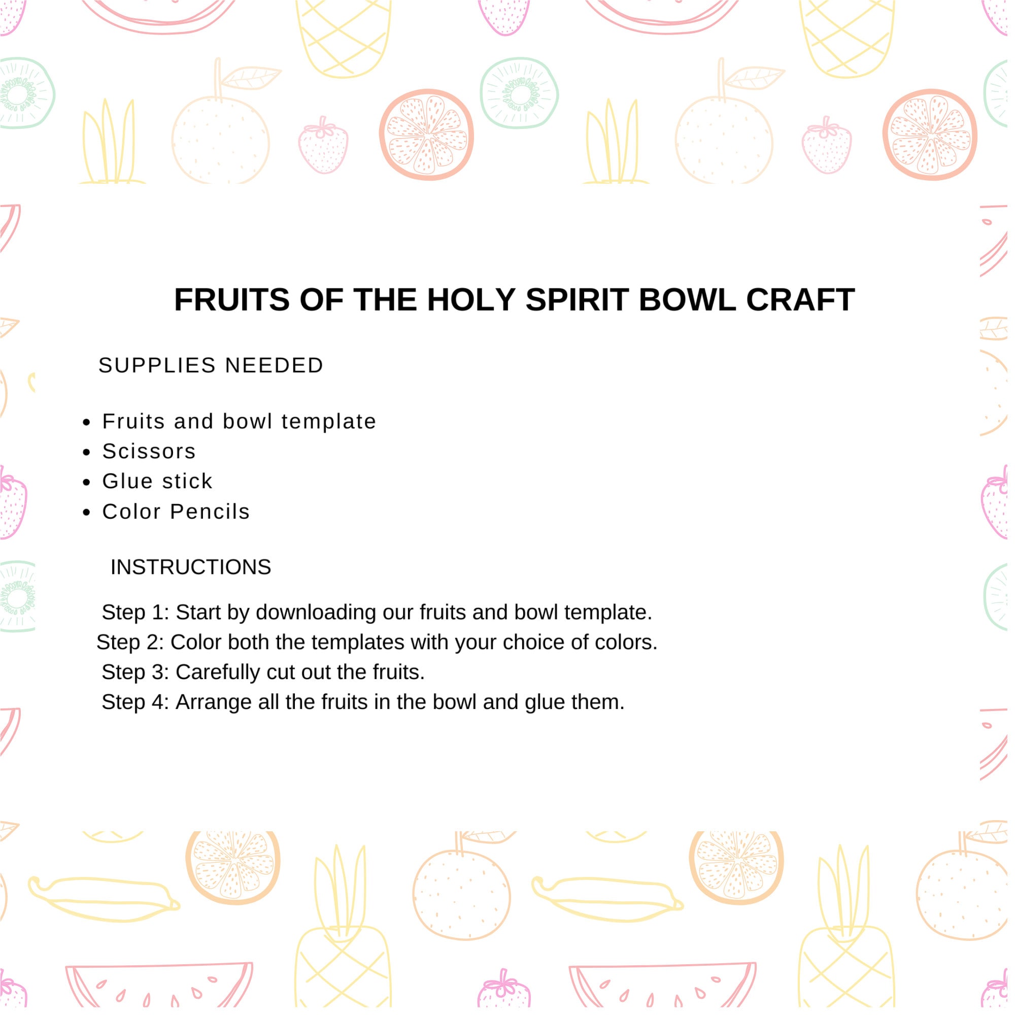 Fruit of the Spirit Bowl Craft| Fruit of the Spirit Activity| Sunday ...