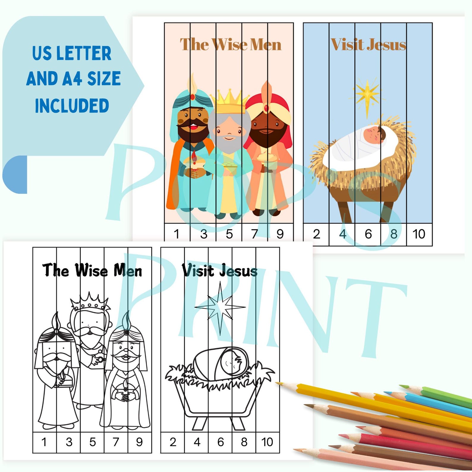 Printable Wise Men Visit Jesus Agamograph, Sunday School Craft ...