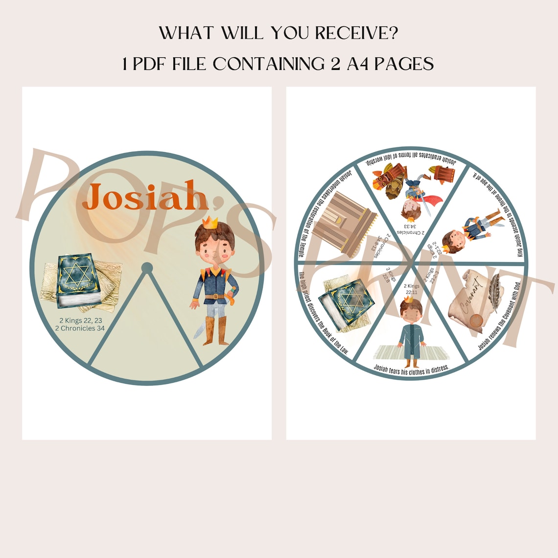 Printable King Josiah Spinner Wheel |printable Bible Activities ...