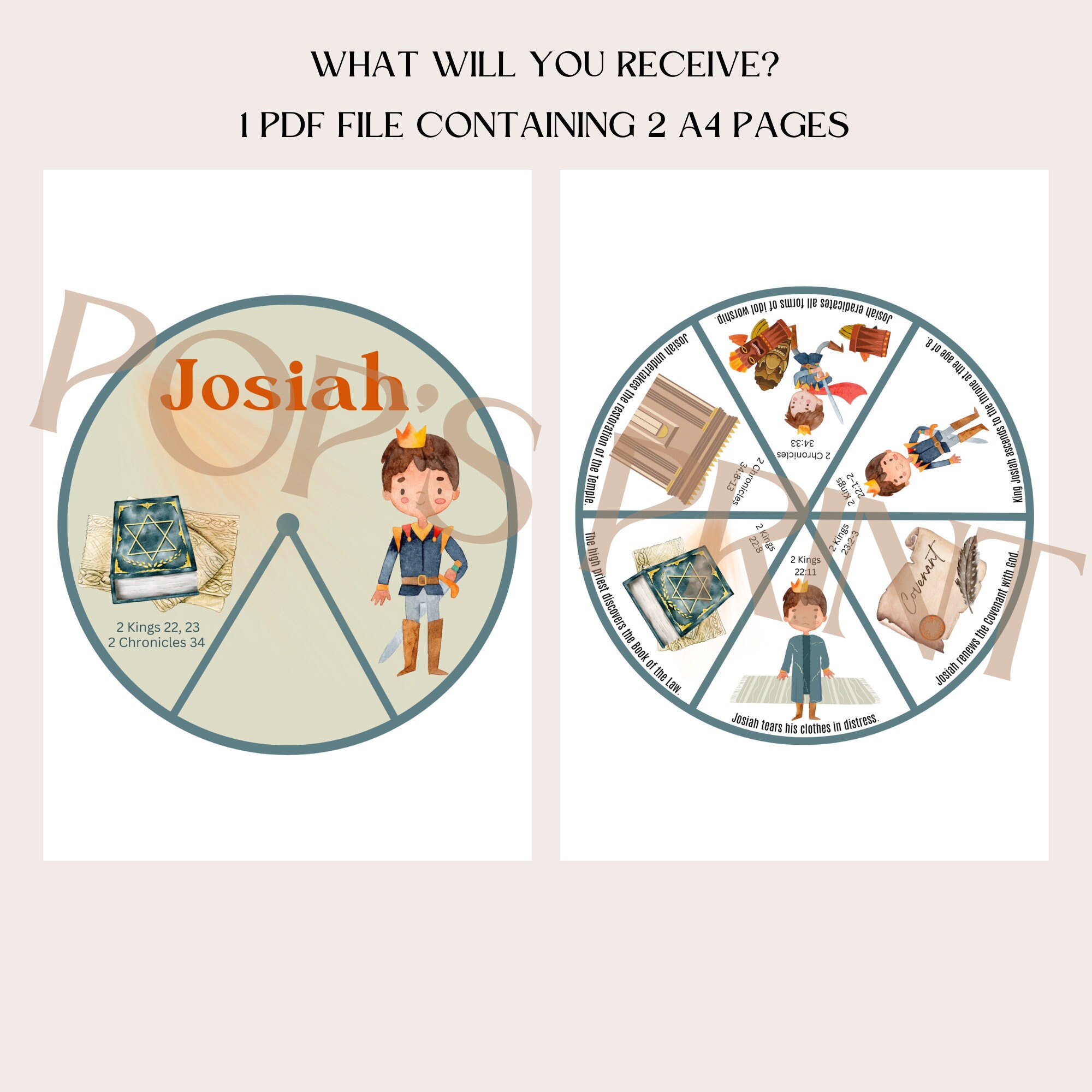 Printable King Josiah Spinner Wheel |printable Bible Activities ...