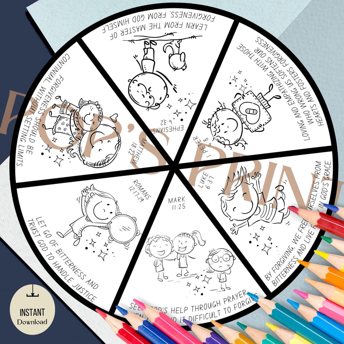 Printable Forgiveness Coloring Wheel, Sunday School Craft, Forgiveness ...