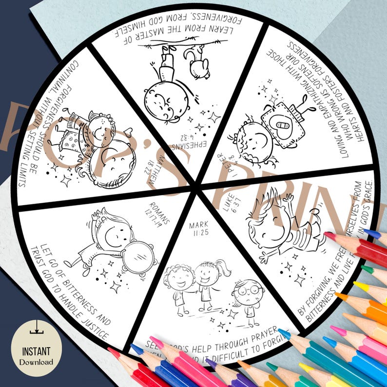 Printable Forgiveness Coloring Wheel, Sunday School Craft, Forgiveness ...