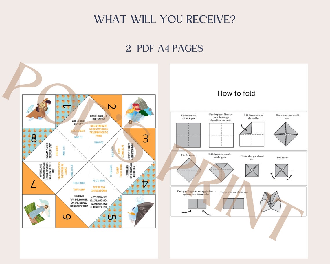 Elijah Cootie Catcher Sunday School Craft Cootie Catcher - Etsy