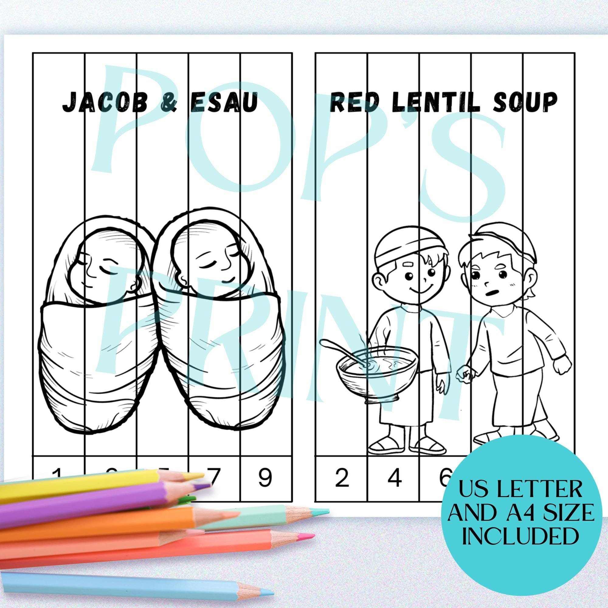 Jacob and Esau Bible Craft for Kids – Printable Agamograph Coloring ...
