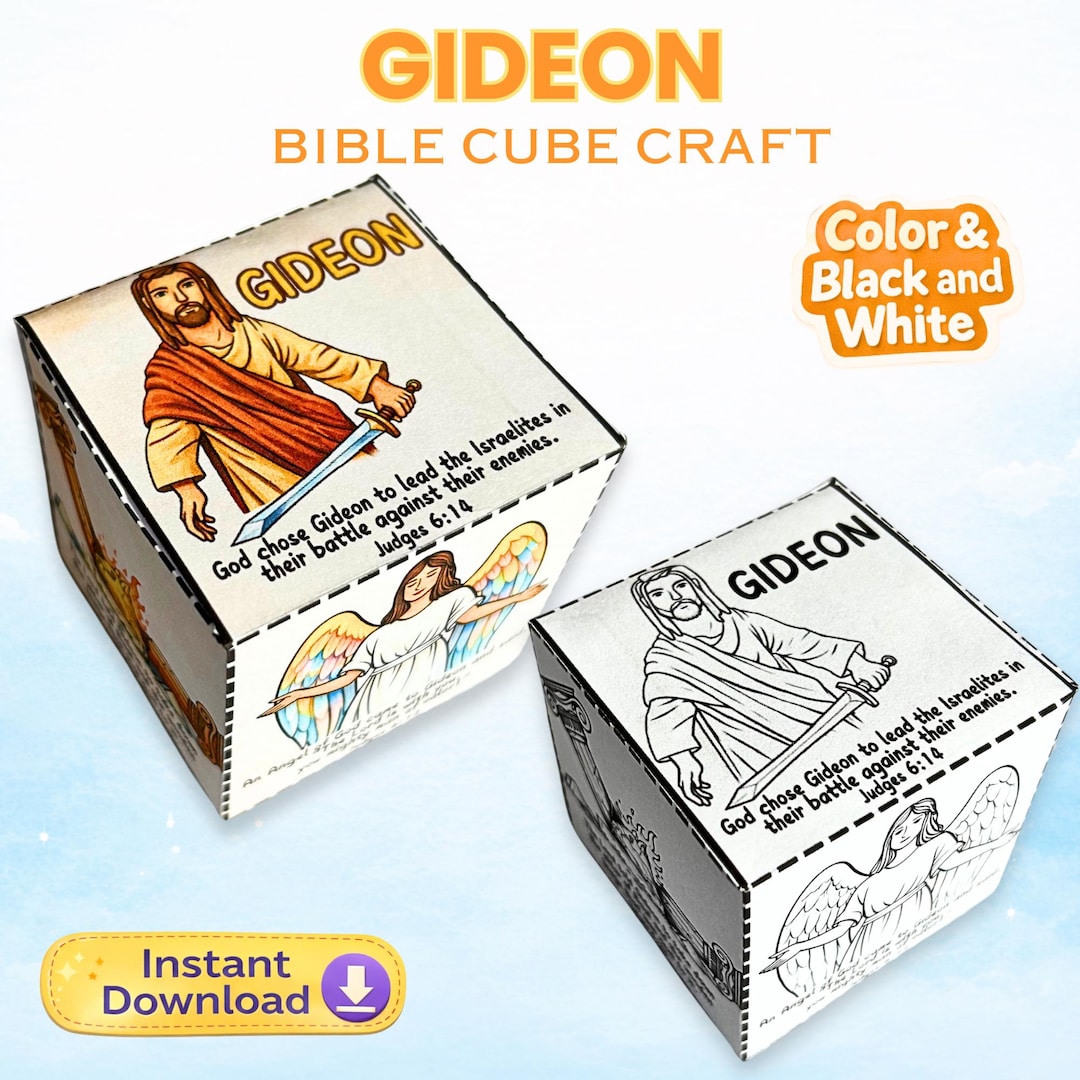 Printable Gideon’s Victory Cube Craft, Sunday School Bible Story ...