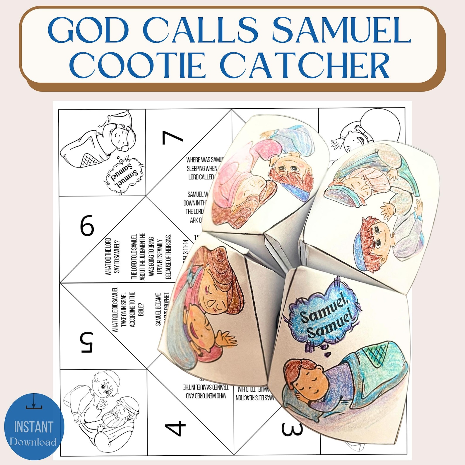 God Calls Samuel Coloring Cootie Catcher| Sunday School Craft ...