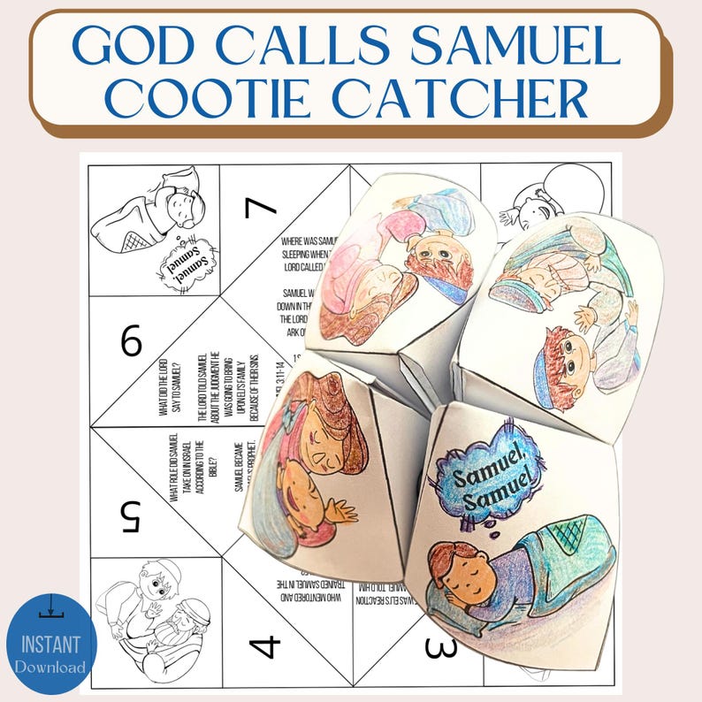 God Calls Samuel Coloring Cootie Catcher| Sunday School Craft ...