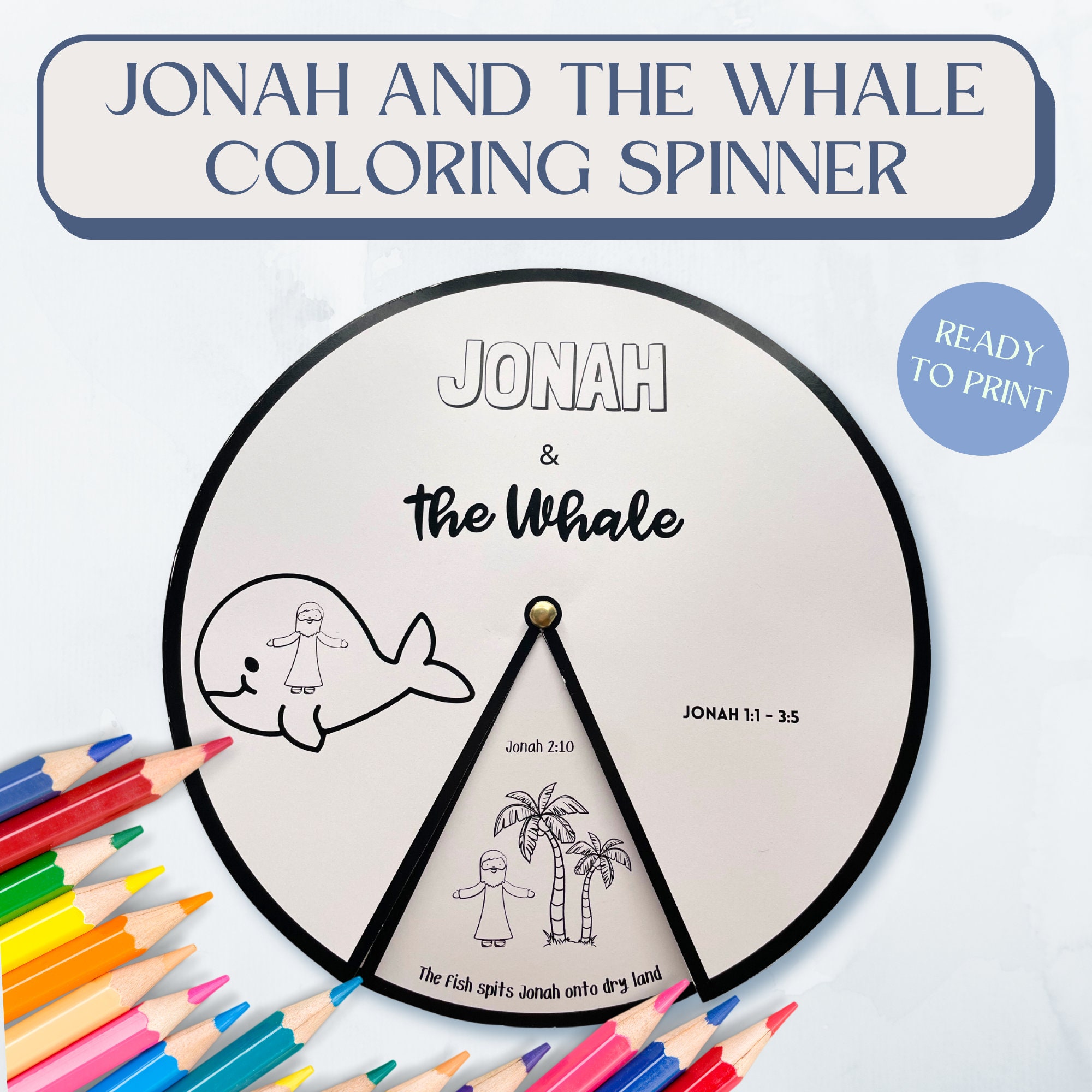 Jonah and the Whale Coloring Spinner Wheel| Jonah and the Whale Craft ...