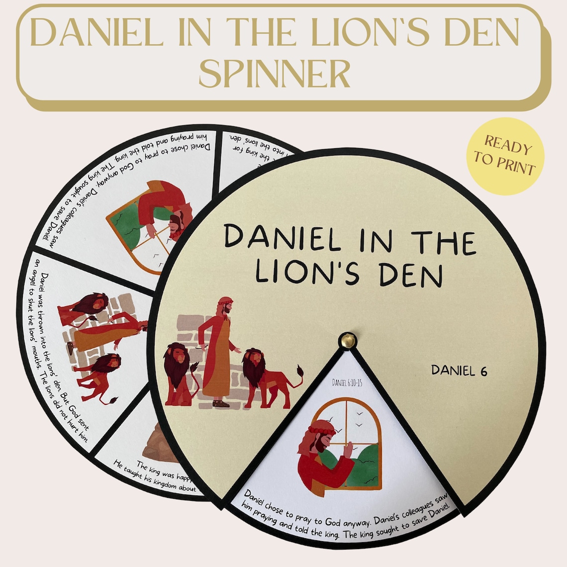 Printable Daniel in the Lion's Den Spinner Wheel, Interactive Bible ...
