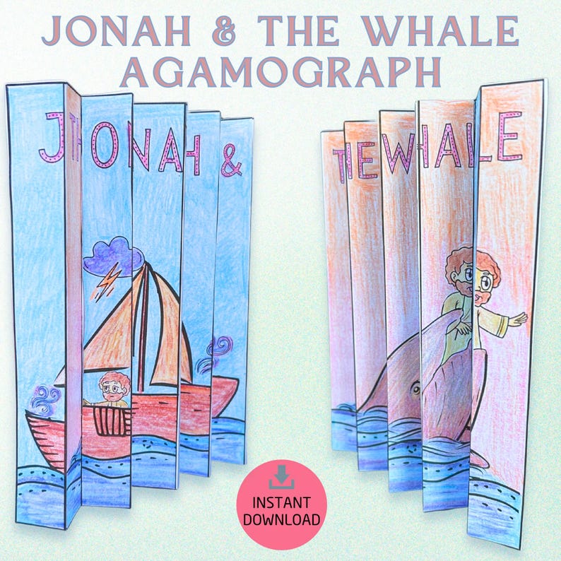 Printable Jonah and the Whale Agamograph – Sunday School Craft, Instant ...