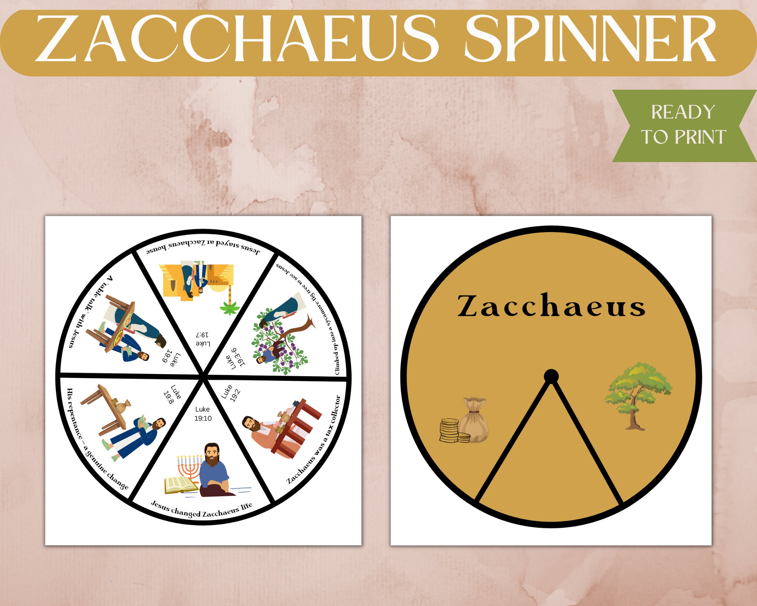 Zacchaeus Spinner Wheel Zacchaeus Craft Sunday School Craft - Etsy Canada