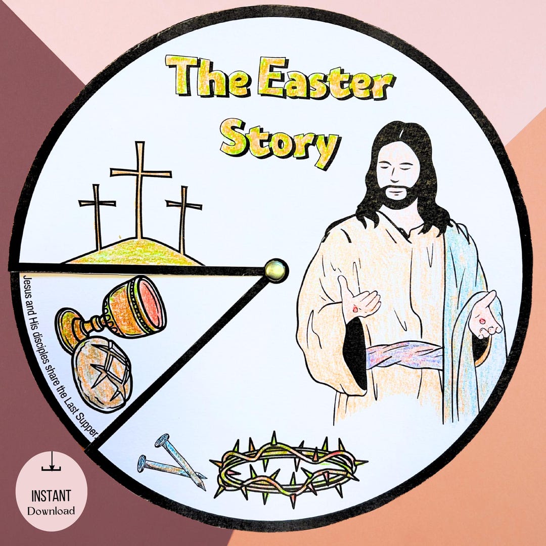 Easter Story Spinner Wheel Printable Sunday School Craft Kids Ministry ...