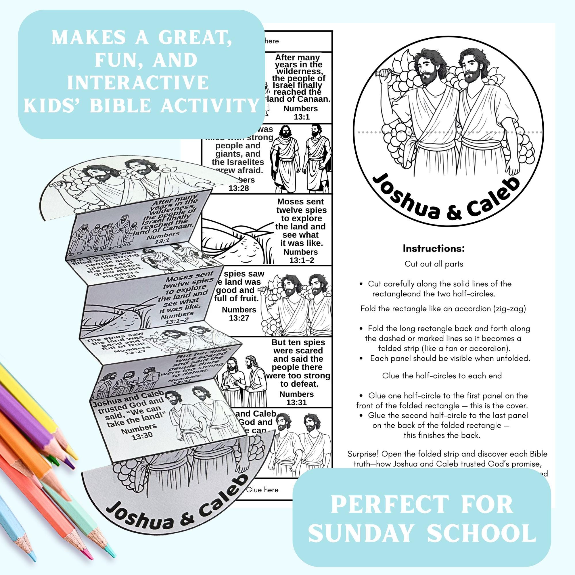 Joshua and Caleb Bible Craft | Sunday School Coloring Activity | Faith ...