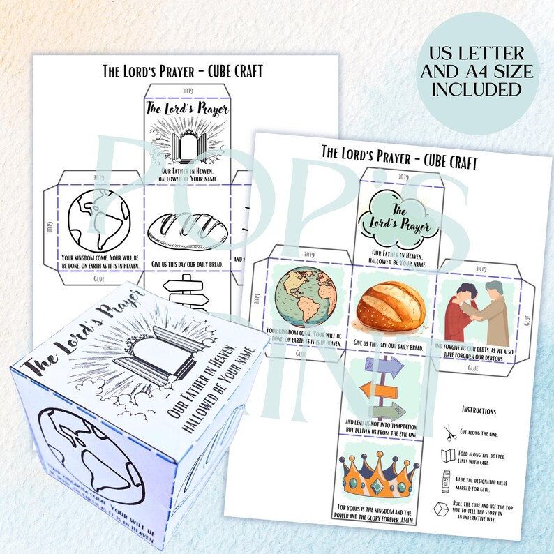 Lord's Prayer Cube Craft - Printable Activity, Sunday School Lesson ...