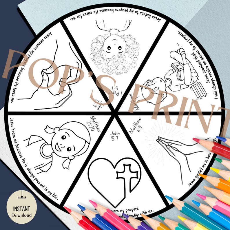 Printable Jesus Listens to Prayers Bible Verses Spinner Wheel | Prayer ...
